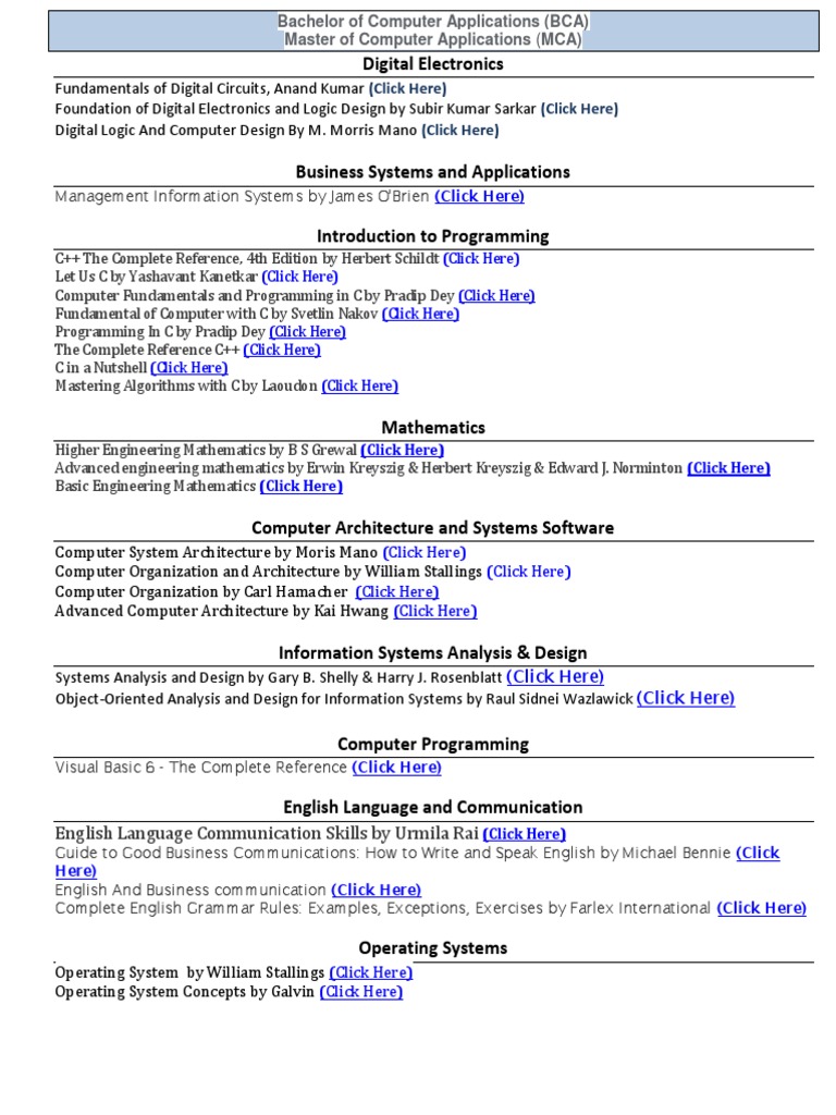 BCA & MCA Course Materials Overview | PDF | Computers