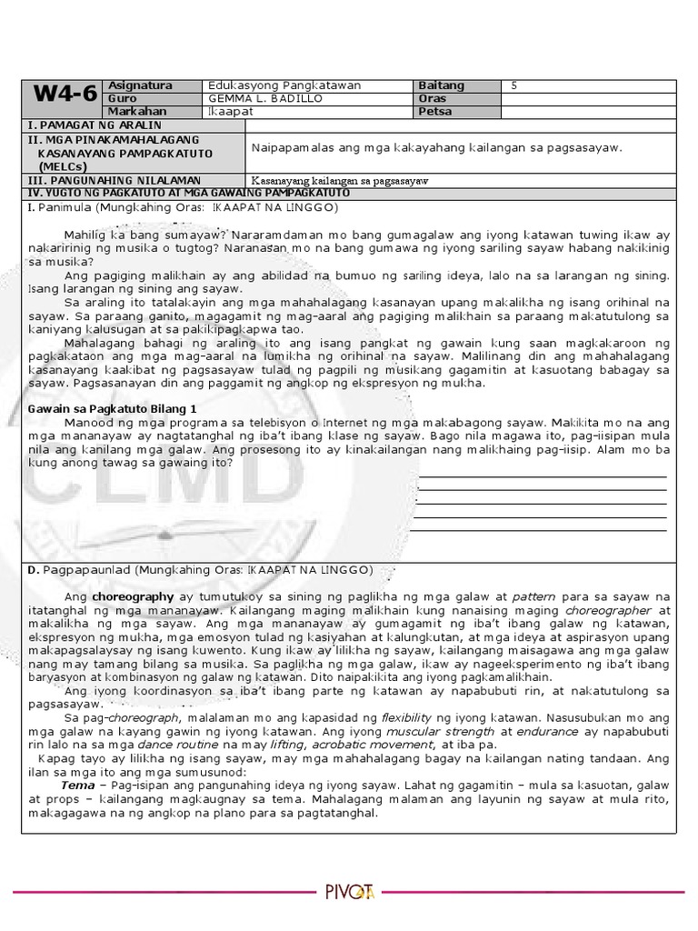 Q4 PE 5 Week4 6 | PDF Q4 PE 5 Week4 6 | PDF