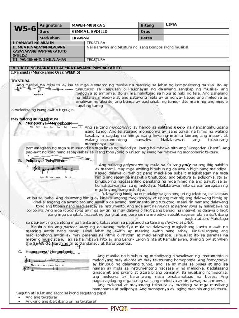 Q4 Music 5 Week5 6 | PDF