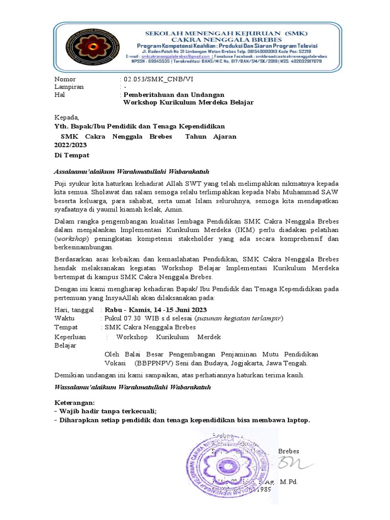 Surat Undangan Workshop Ikm | PDF