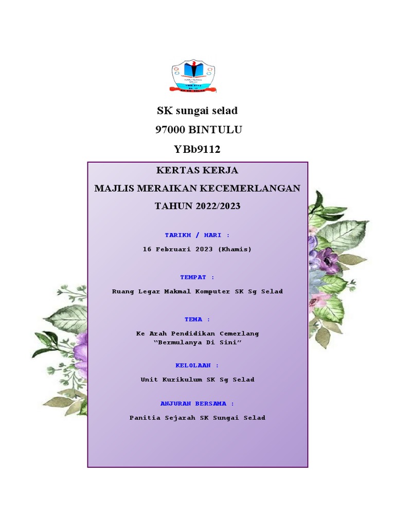 Kertas Kerja Meraikan Kecemerlangan 2023 | PDF