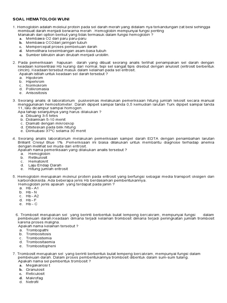 Reg 2 Hematologi Wuni | PDF