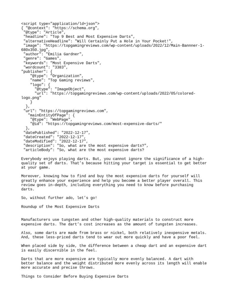 Schema Tag - Top 9 Expensive Darts - Page | PDF