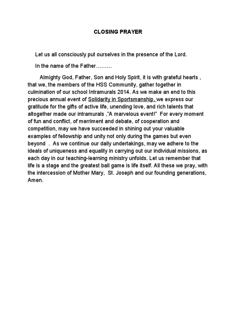 CLOSING PRAYER Ijntrams | PDF