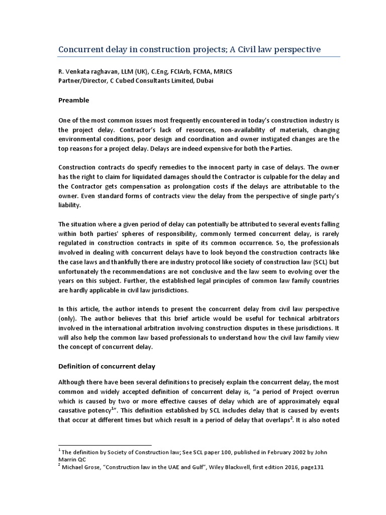 Concurrent Delay in Construction Project | PDF