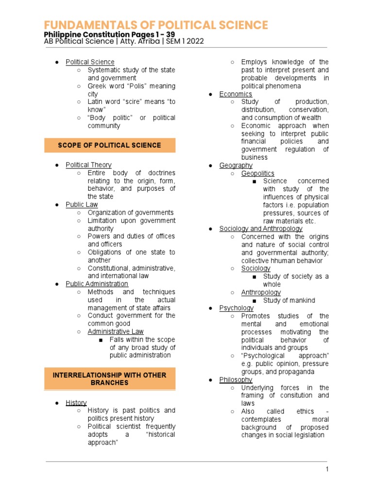 Fundamentals of Political Science Prelims Reviewer | PDF