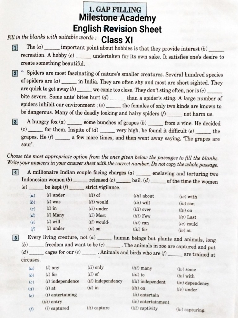Grammar Revision Sheet | PDF