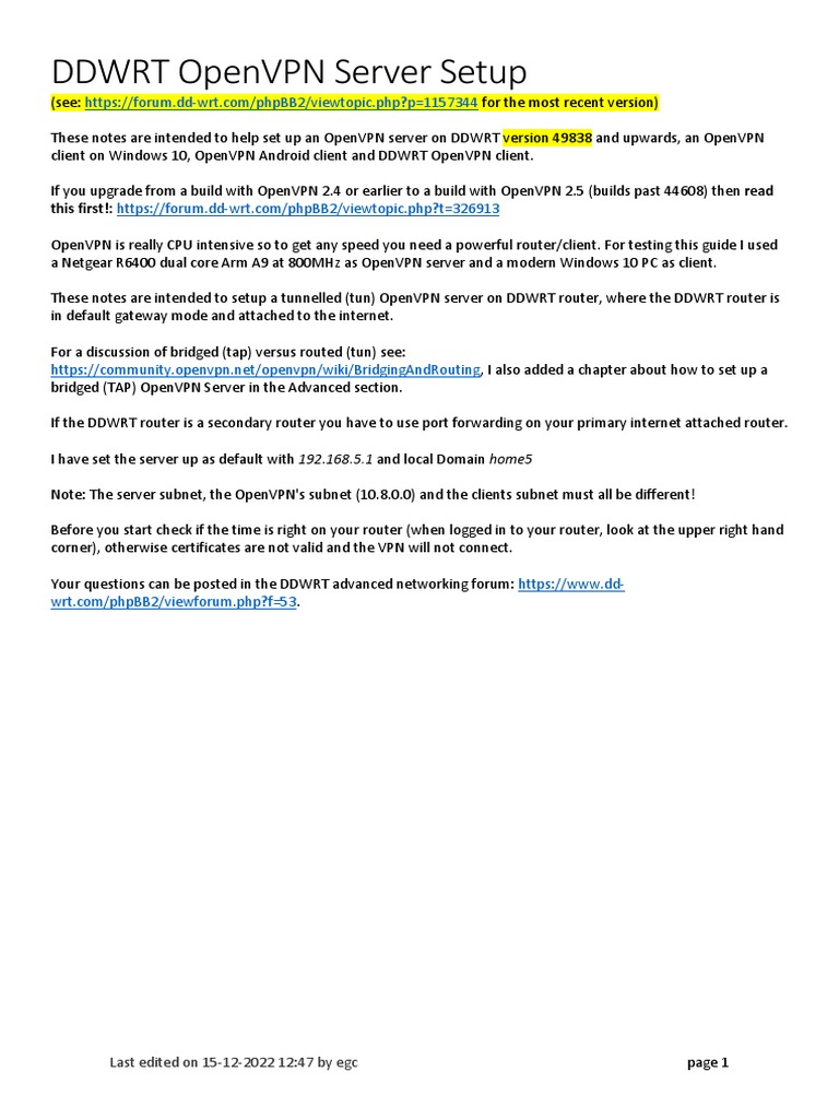DDWRT OpenVPN Server Setup Guide v29 | PDF