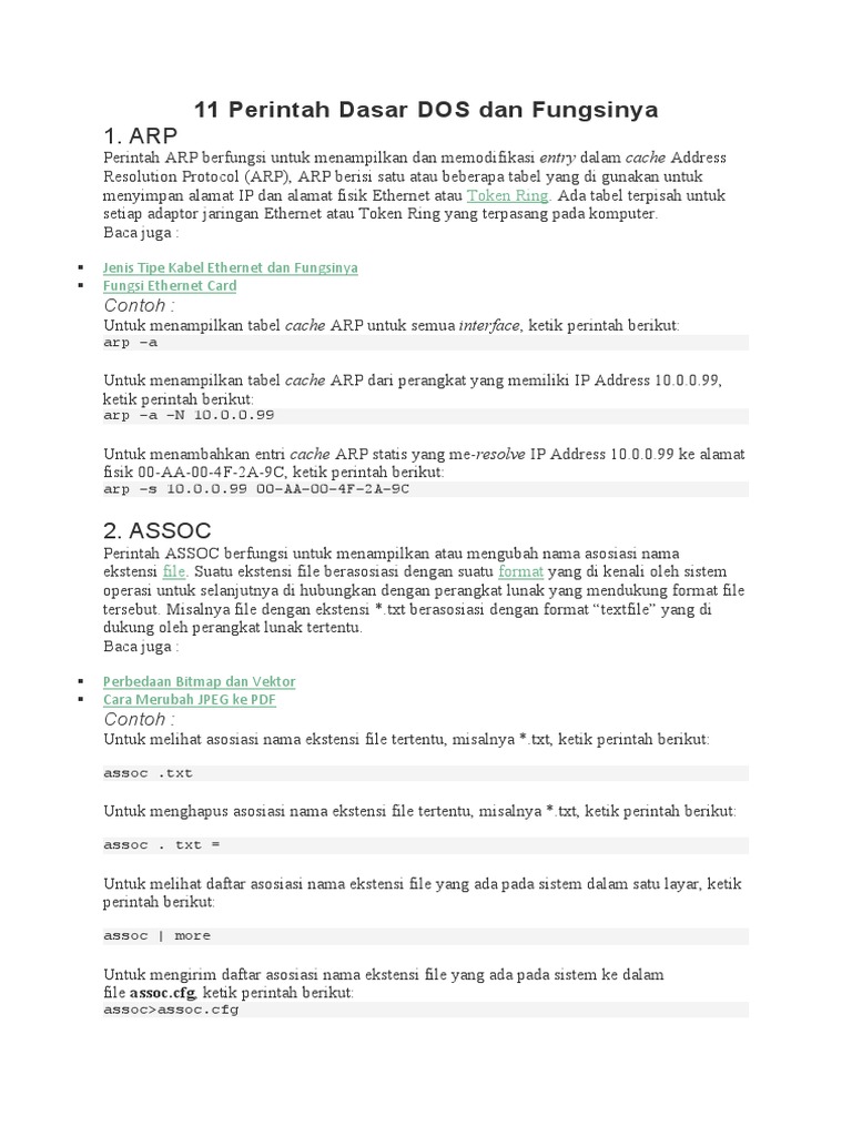 11 Perintah Dasar DOS Dan Fungsinya | PDF