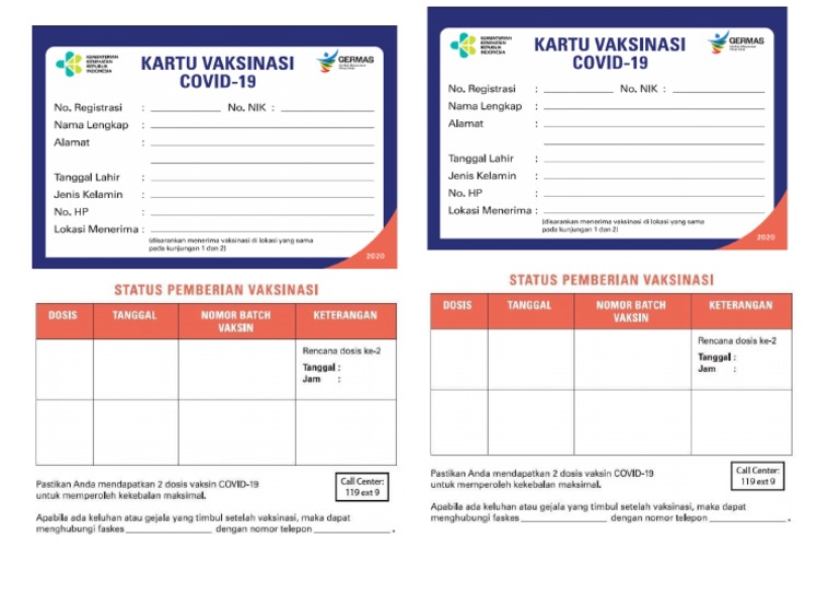KARTU VAKSINASI MANUAL | PDF
