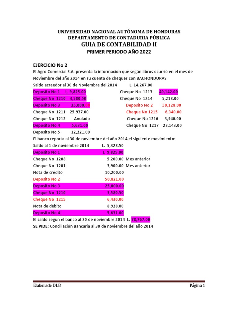 Guia Contabilidad II Primer Parcial 2022 | PDF | Bancos | Cheque