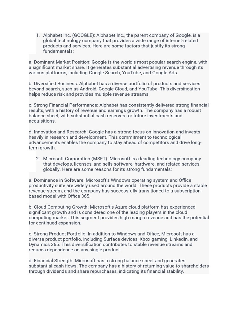 Assignment 3 | PDF | Microsoft | Alphabet Inc.