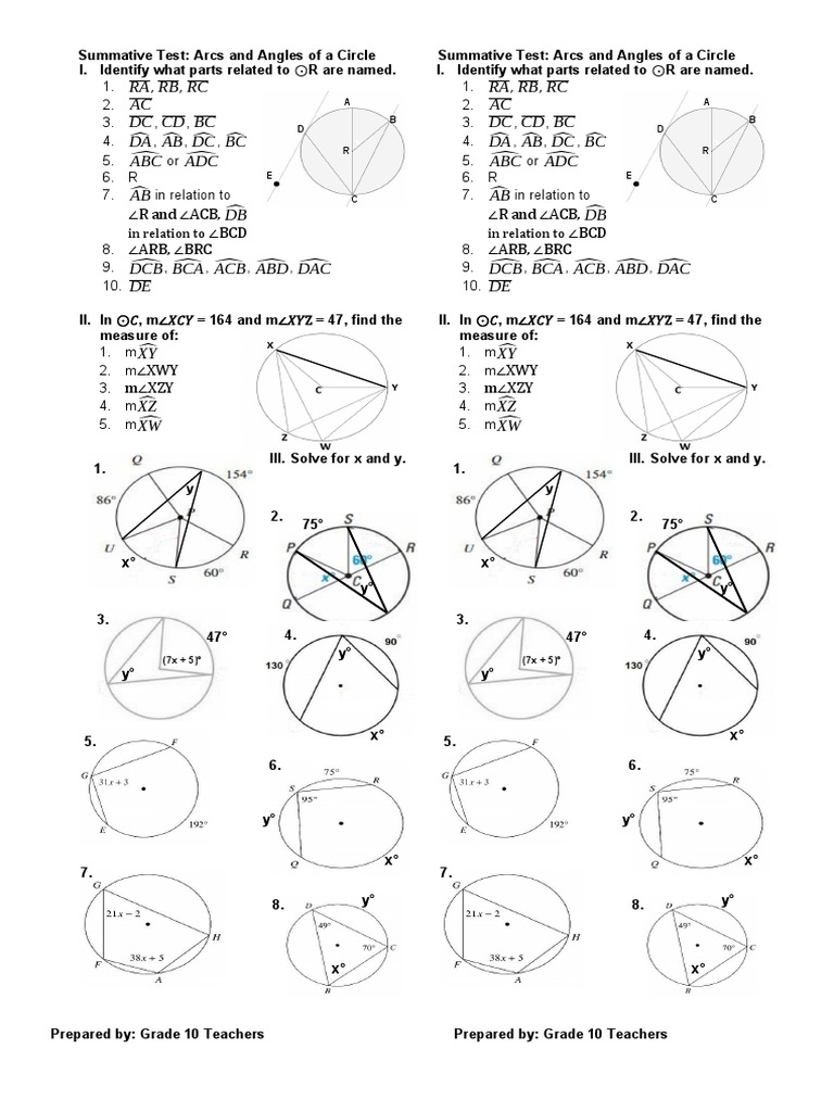 Summative Test (Arcs and ANgles) | PDF