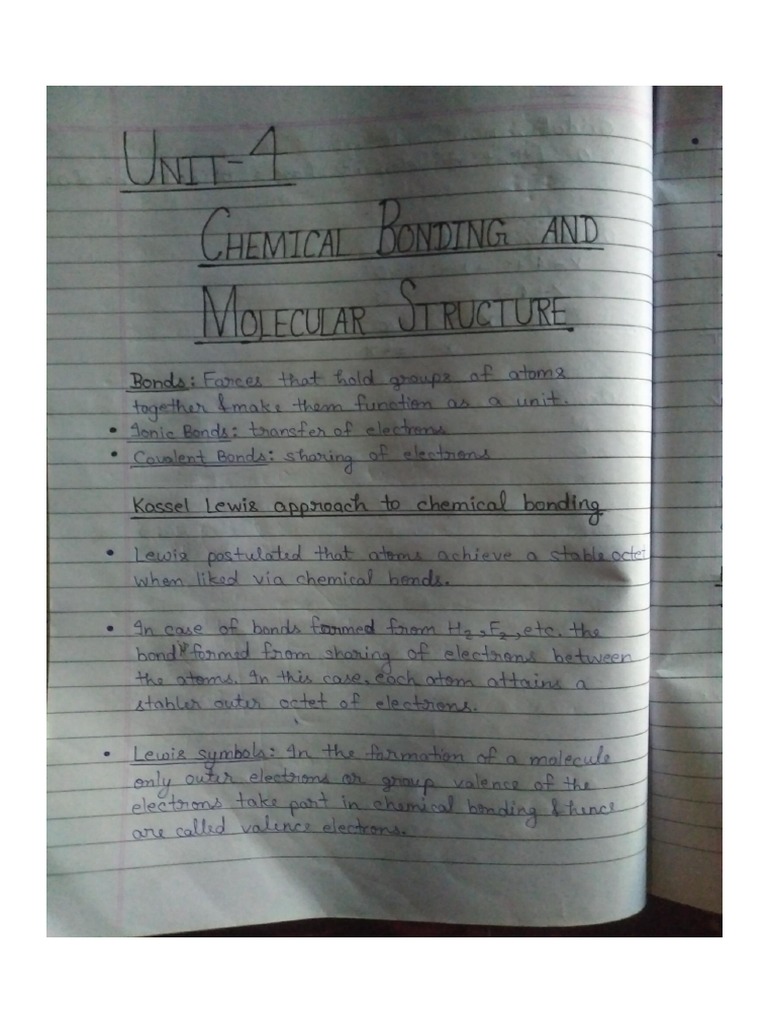 Chemical Bonding and Molecular Structure Class 11 Chemistry | PDF