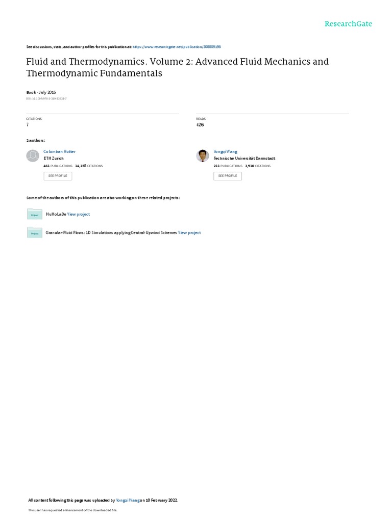 FluidandThermodynamics Vol2 | PDF | Fluid Dynamics | Entropy