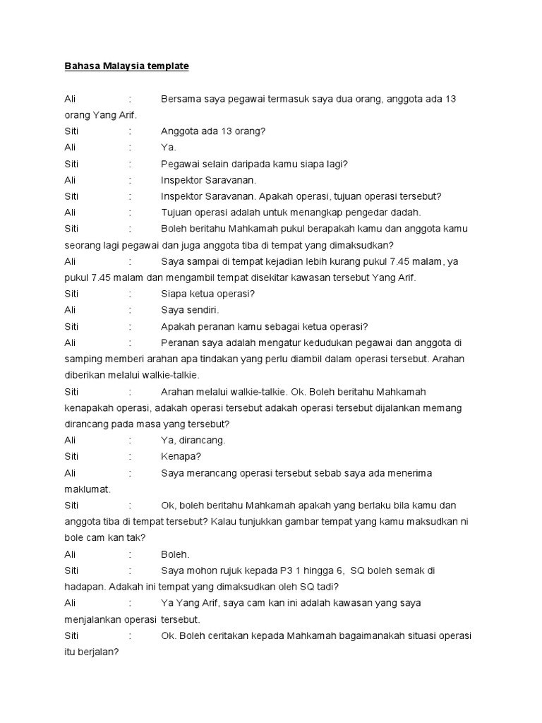 Malay Template | PDF