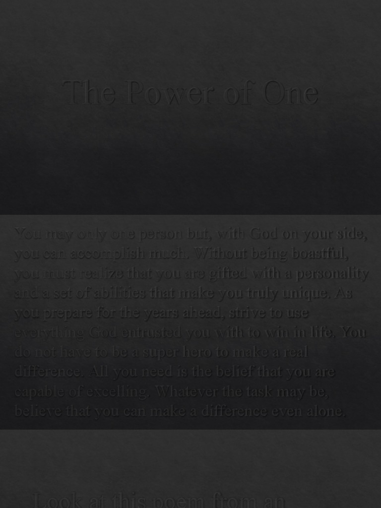The Power of One | PDF
