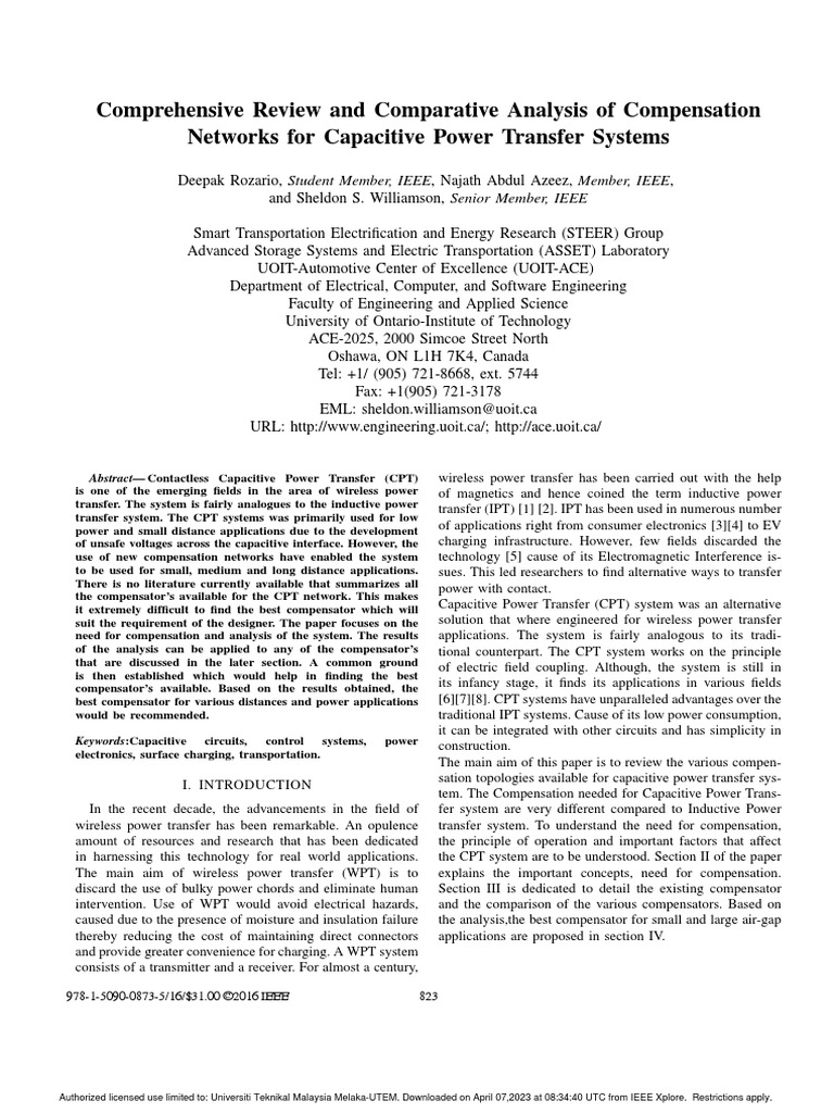 Comprehensive Review And Comparative Analysis Of Compensation Networks