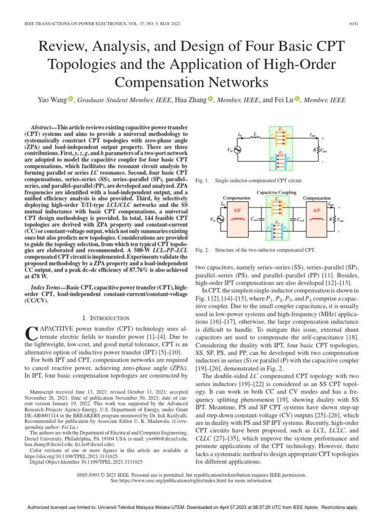 Review Analysis and Design of Four Basic CPT Topologies and The ...
