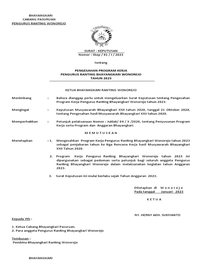 Skep & Instruksi Proja 2023 | PDF