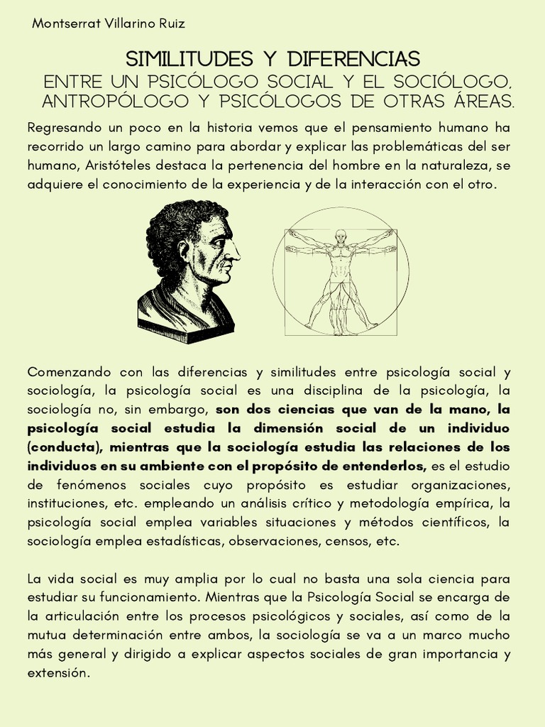 Similitudes y Diferencias Entre Un Psicólogo Social y El Sociólogo ...