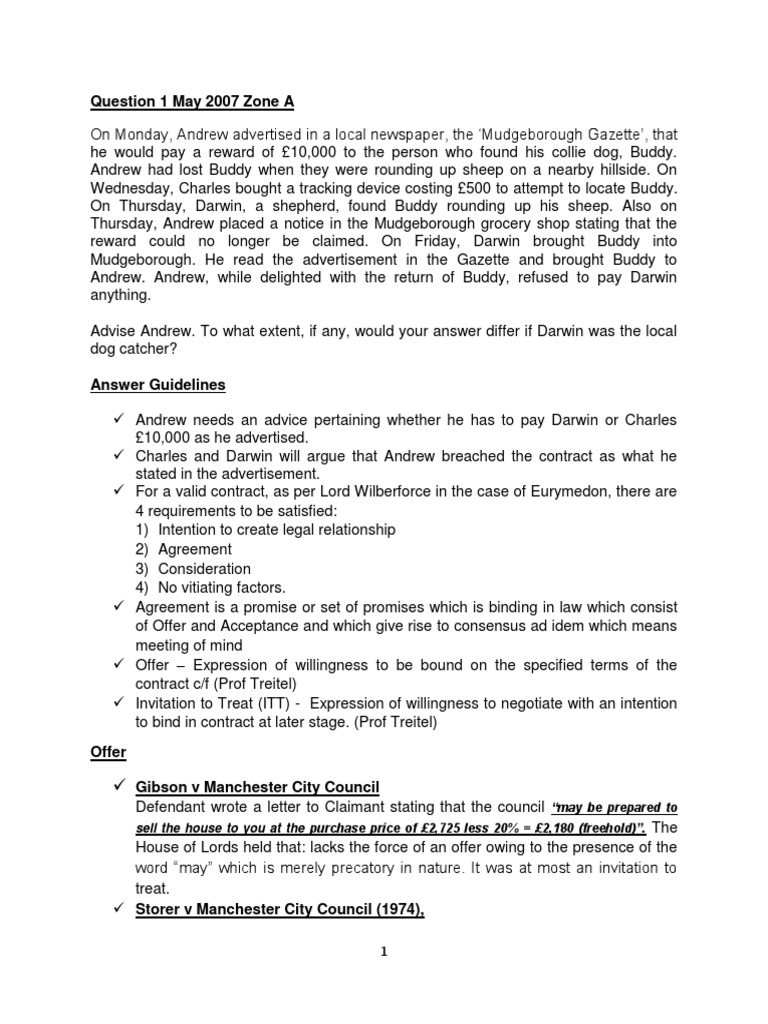 Offer and Acceptance (4 Outlines) | PDF | Offer And Acceptance | Legal ...