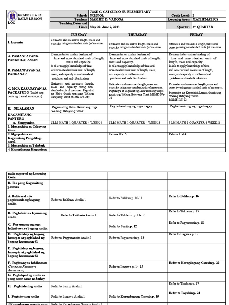 DLL - Math Q4 W5 | PDF