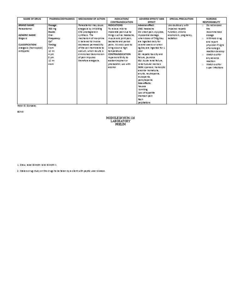 Paracetamol Drug Study | PDF | Analgesic | Clinical Medicine