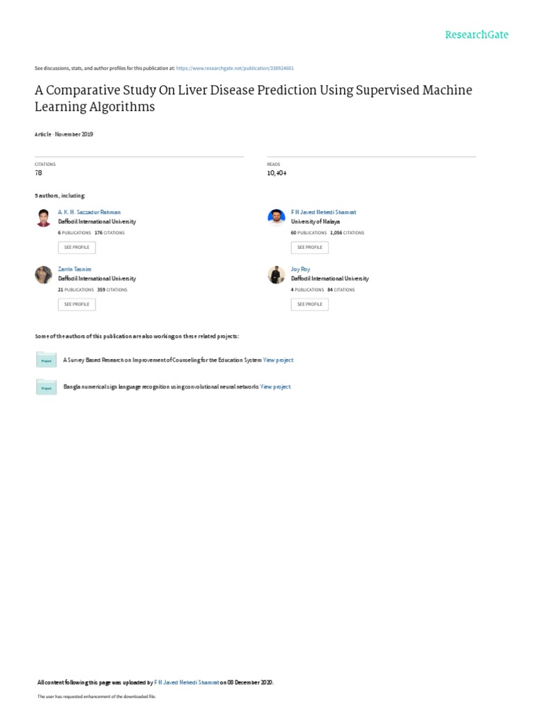 A Comparative Study On Liver Disease Prediction Using Supervised ...