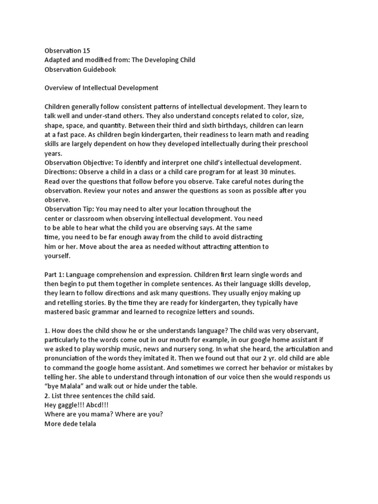 Intellectual Observation | PDF | Cognitive Development | Learning