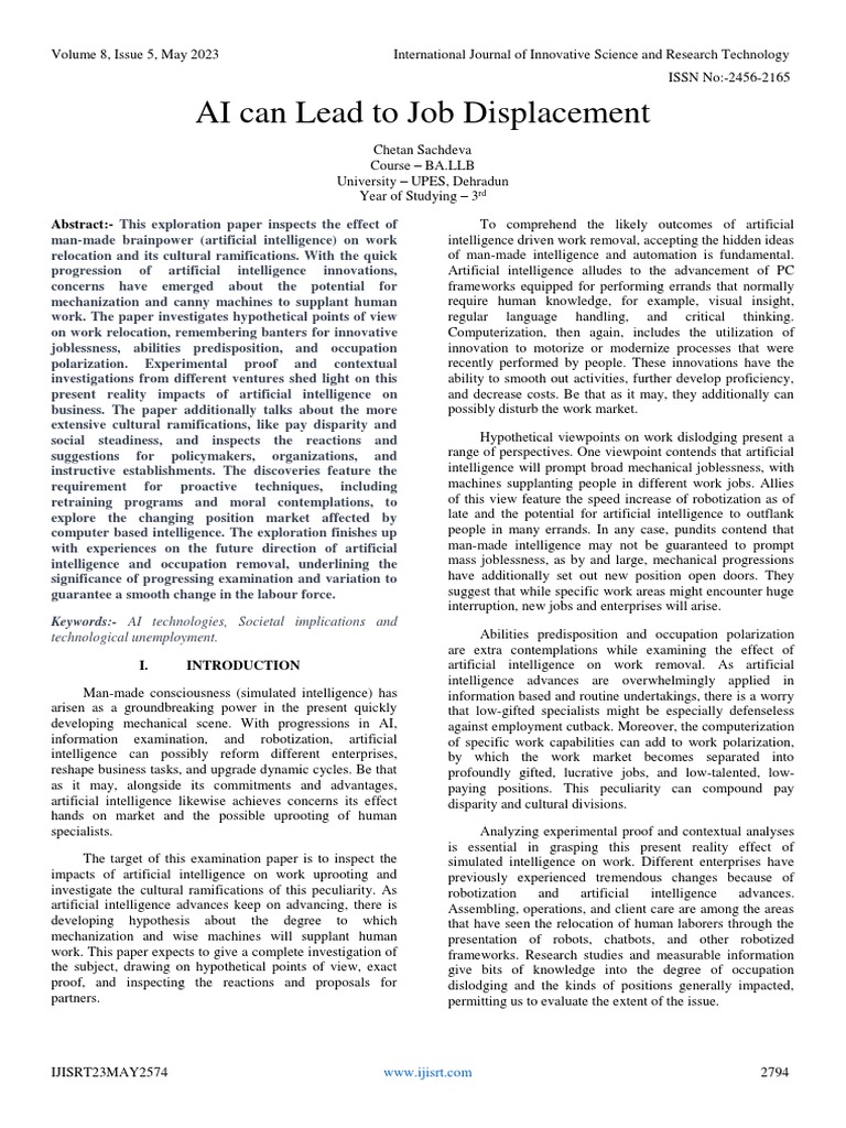 AI Can Lead To Job Displacement | PDF | Artificial Intelligence ...