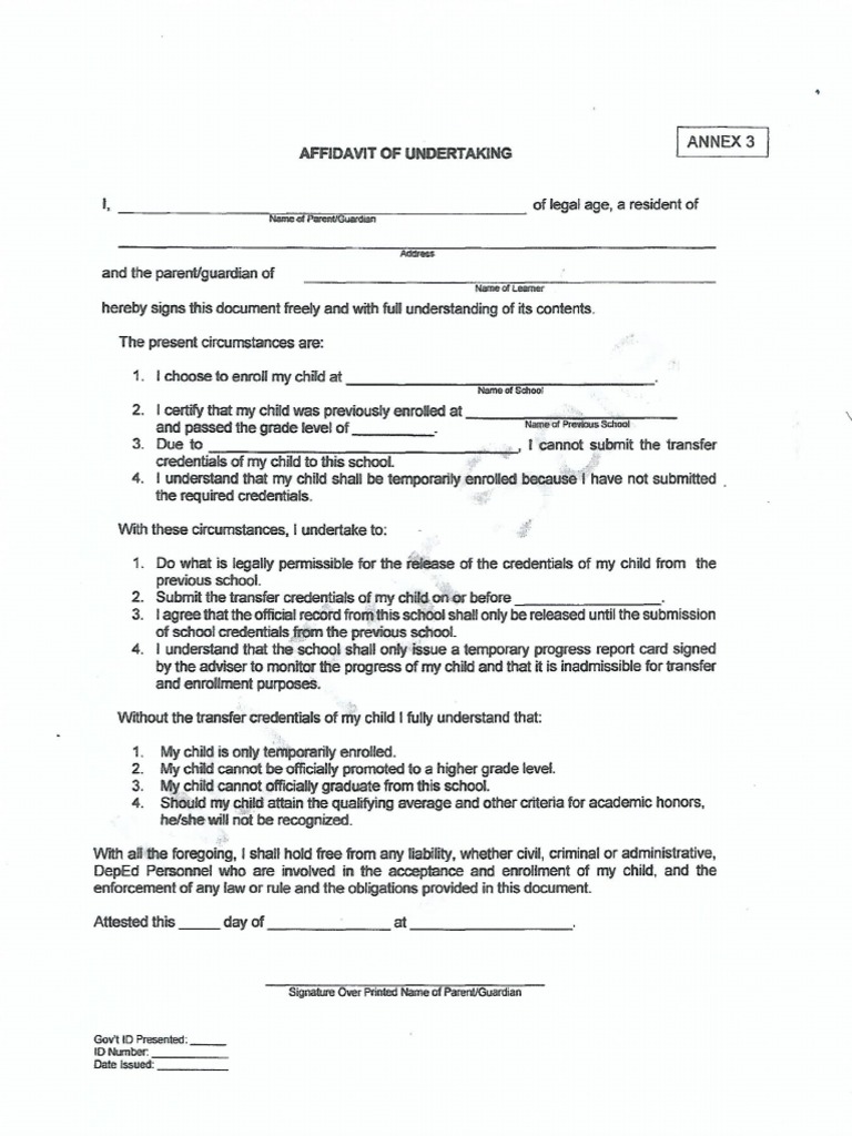 Certificate of Undertaking | PDF