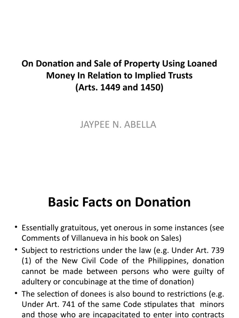 Implied Trusts in Donations and Sales | PDF | Trust Law | Loans