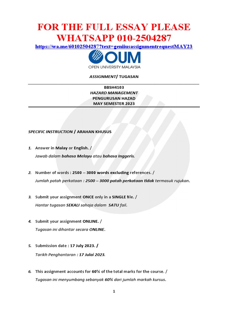 Bbsh4103 - Hazard Management | PDF | Human Communication | Languages Of ...