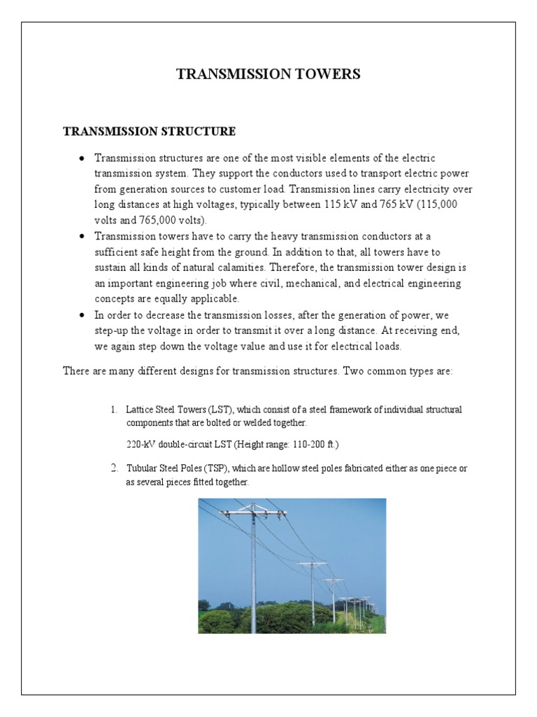 Transmission Towers | PDF | Electric Power Transmission | Alternating ...