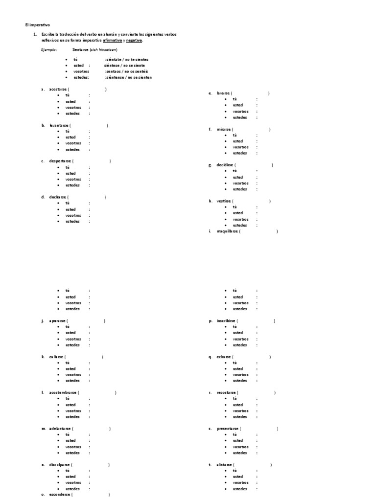 Imperativo de Verbos Reflexivos | PDF