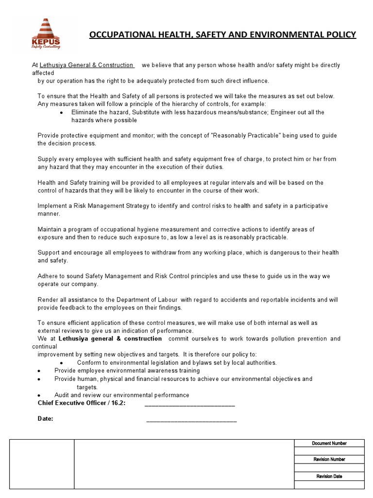 Policy Health Safety And Environmental Download Free Pdf