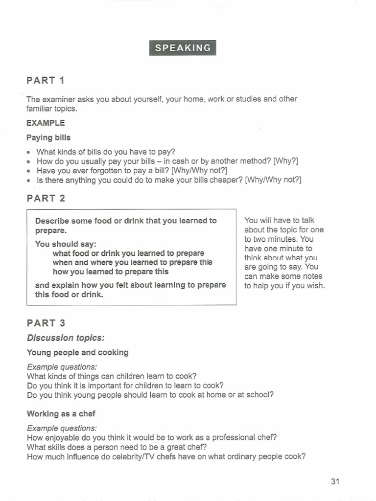 Cam18- Test 1- Speaking | PDF