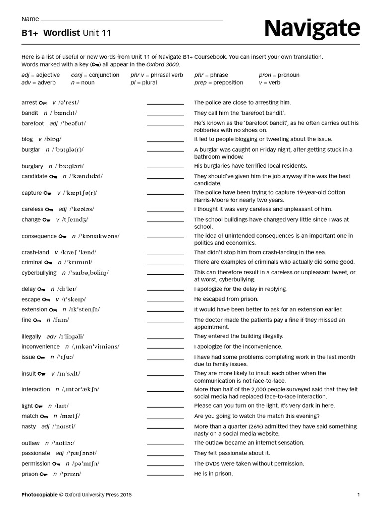 Wordlist Unit 11 | PDF | Verb | Linguistics
