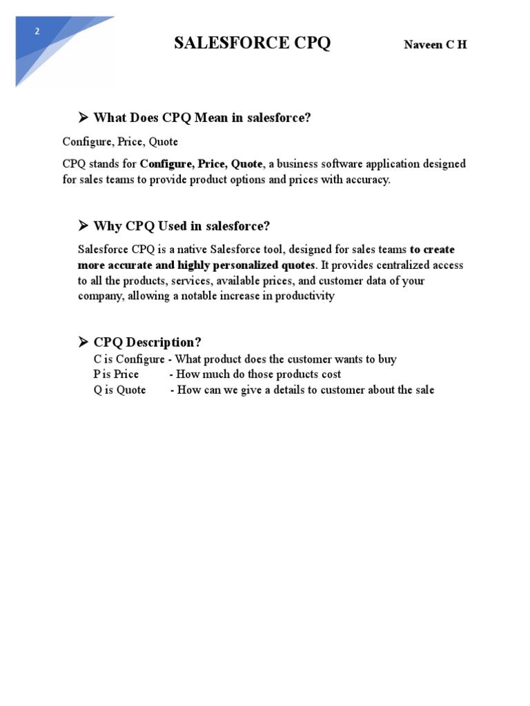 Salesforce CPQ notes | PDF