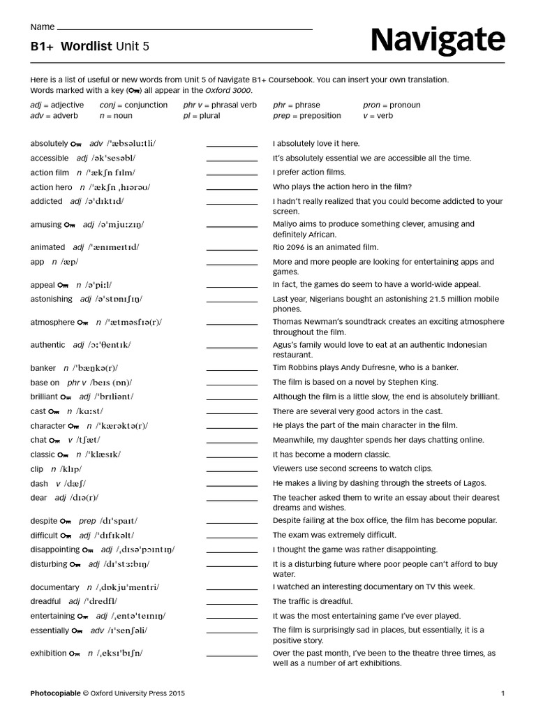 Wordlist Unit 5 | PDF | Verb | Syntax