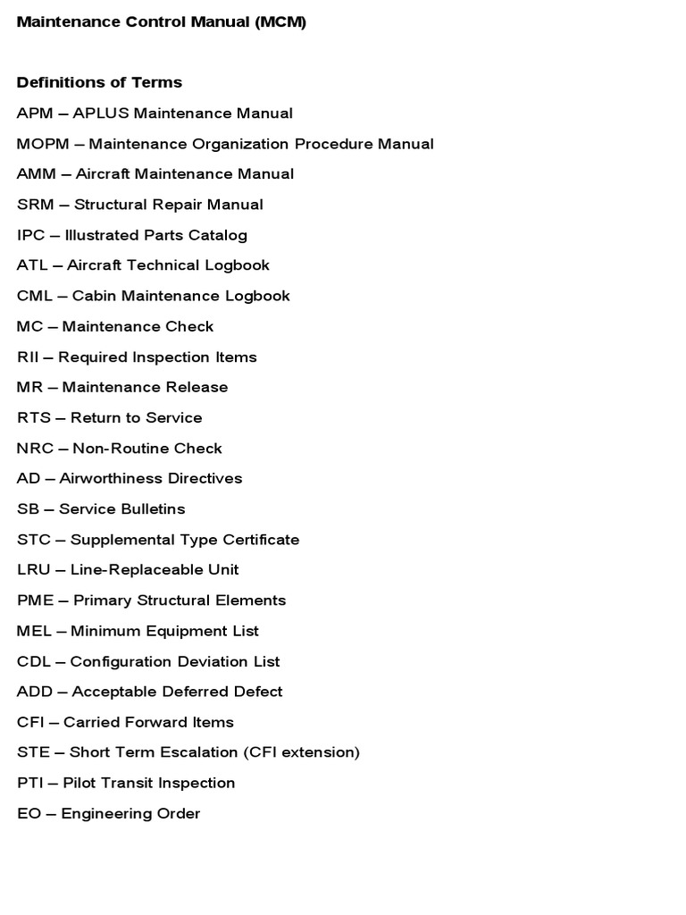 Maintenance Control Manual | PDF | Technology & Engineering