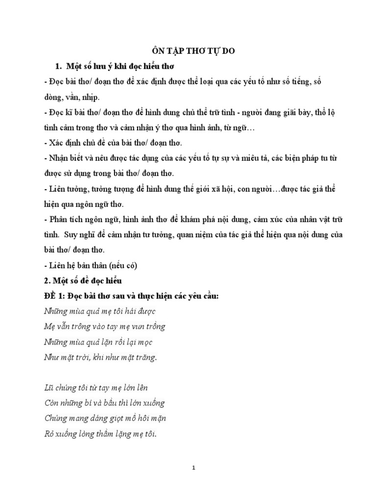 ÔN TẬP BÀI 10 - THƠ HS | PDF