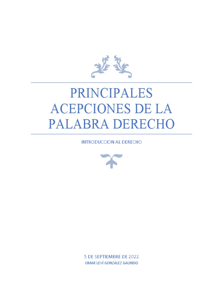 Principales Acepciones de La Palabra Derecho | PDF Principales Acepciones de La Palabra Derecho | PDF