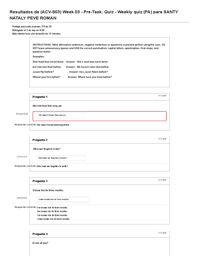 (ACV-S03) Week 03 - Pre-Task - Quiz - Weekly Quiz (PA) | PDF | Grammar | Typography