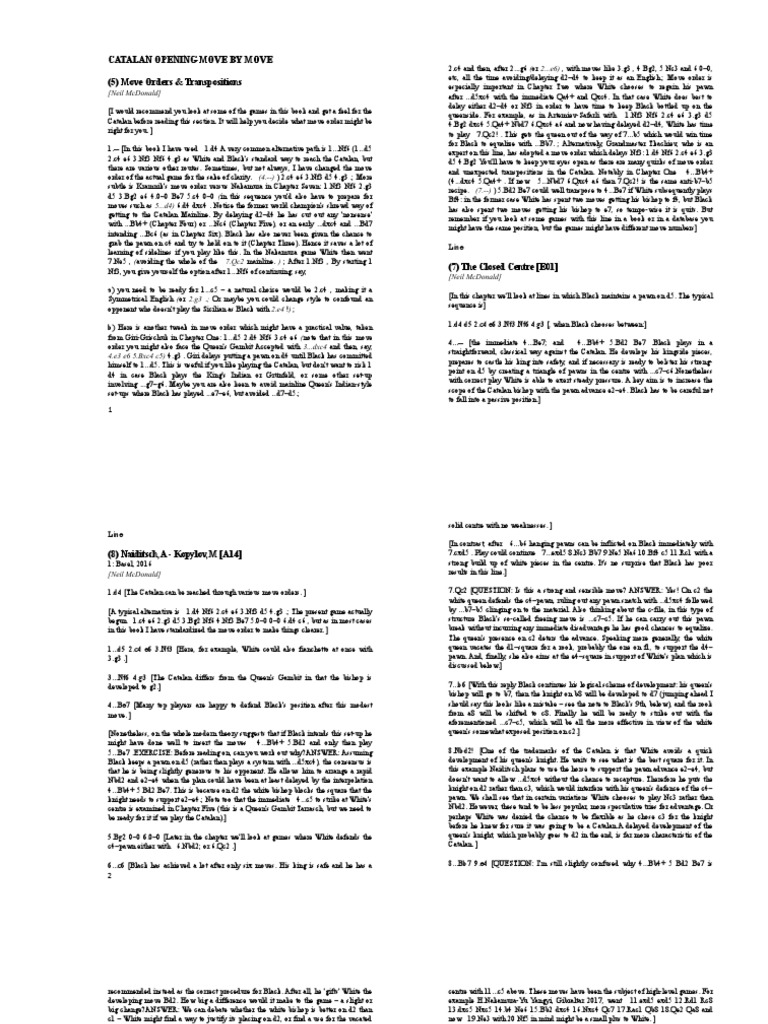 Catalan Opening | PDF | Board Games | Chess