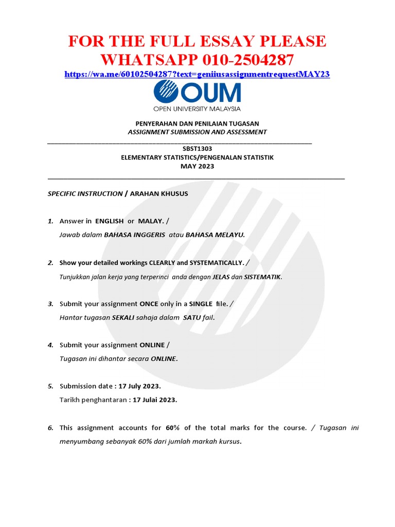 Sbst1303 - Elementary Statistics | PDF | Sampling (Statistics)