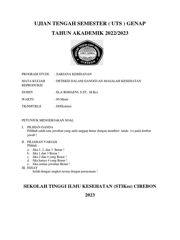 UTS DETEKSI DINI MASALAH KESPRO Ibu ELA | PDF