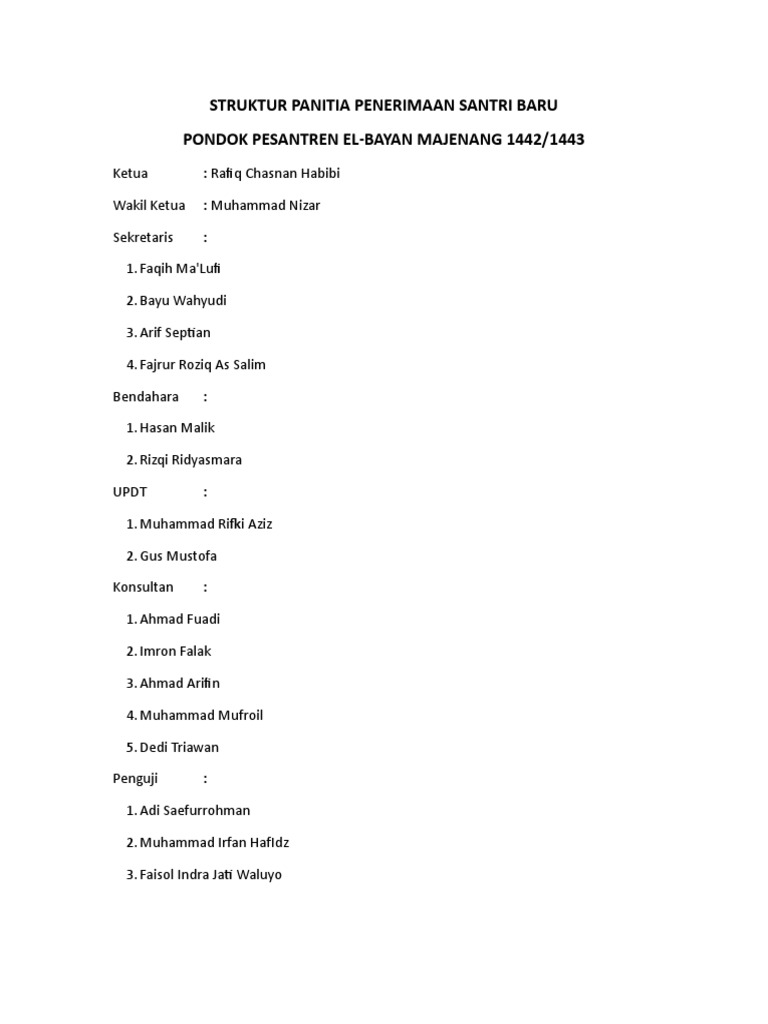 STRUKTUR PANITIA PSB 1443 | PDF