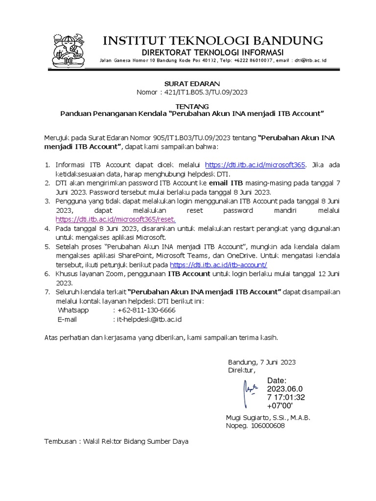 Nomor 421 (Surat Edaran Panduan Penanganan Kendala Perubahan Akun INA ...